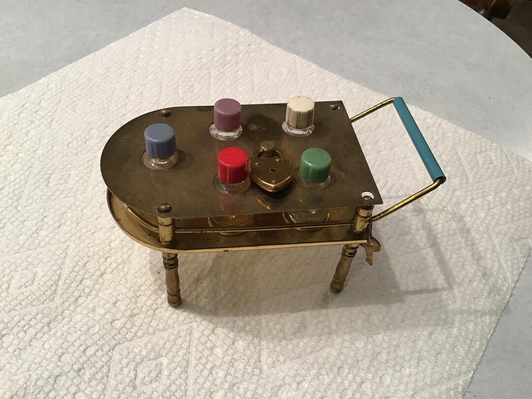 Perfume Cart With 5 Empty Glass Bottles Lock and Key ~ Vintage ...