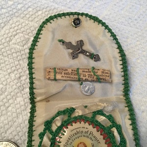 Vintage Sacred Heart Medals Crucifix Oratory Pocket Leather Prayer ...