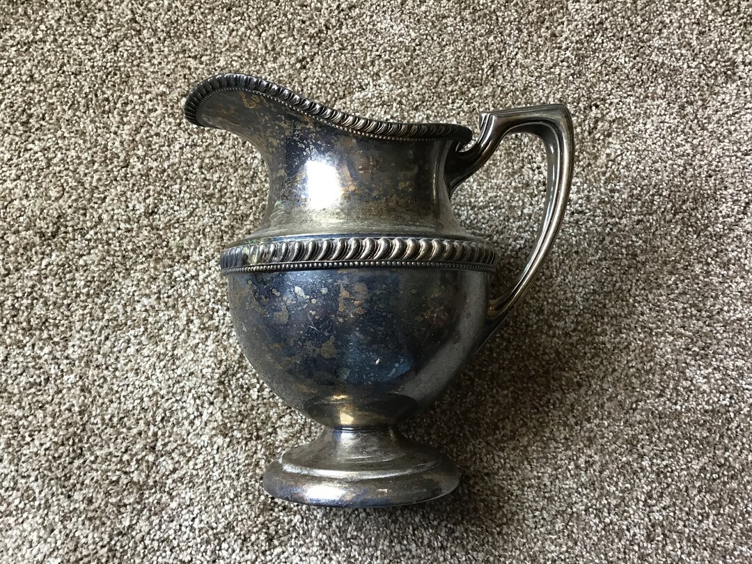 Vintage Silver Plate Beautiful Pitcher Vase ~ Fancy ~ Marked on Bottom ...