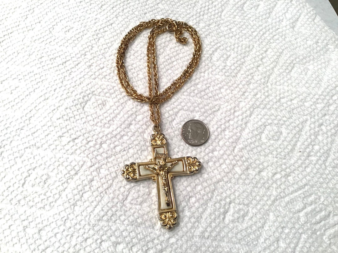 Beautiful Vintage Lenox Crucifix Cross Enamel Necklace - Etsy