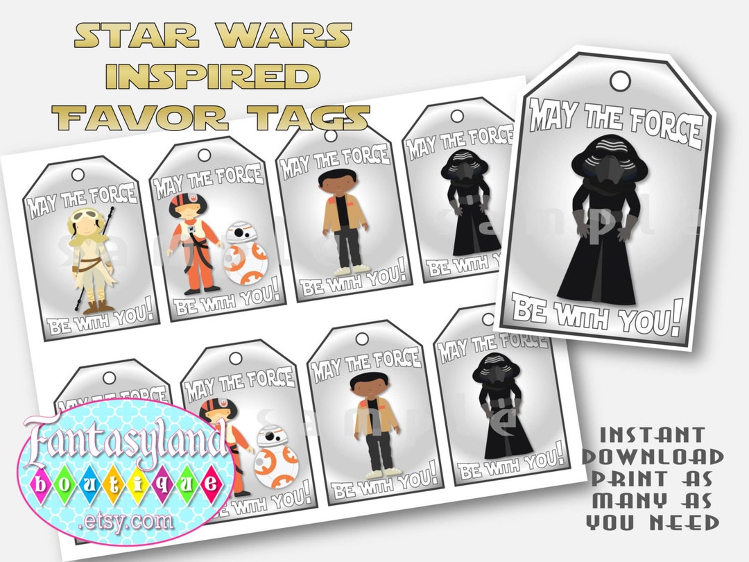 Star Wars Inspired Favor Tags, Movie Birthday Party, Digital File ...