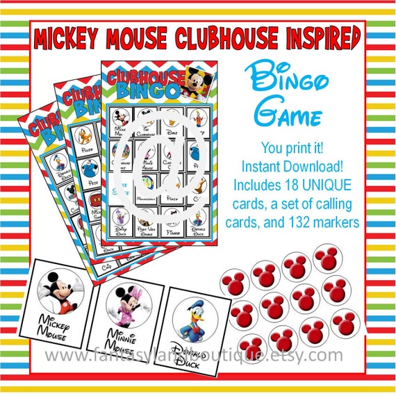 Mickey Mouse Clubhouse Inspired Bingo Game Digital Printable | Etsy