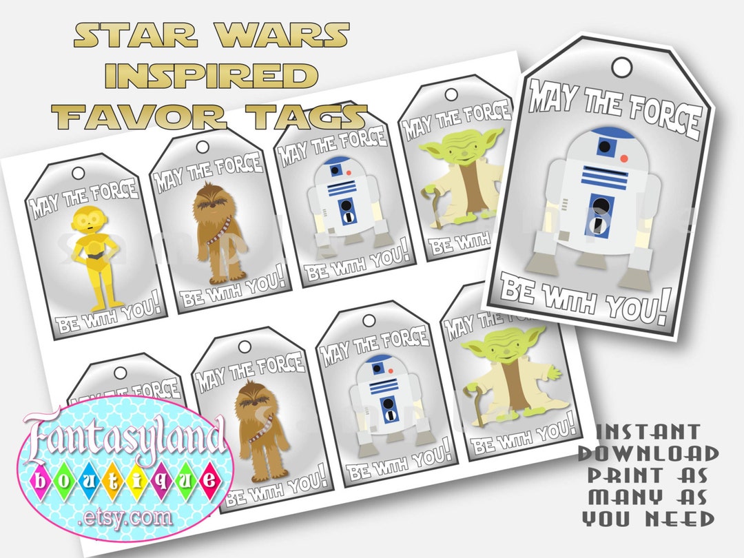 Star Wars Inspired Favor Tags, Movie Birthday Party, Digital File ...