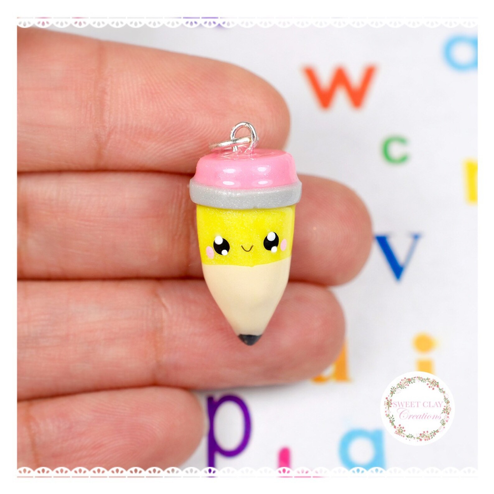 Pencil Kawaii Charm Polymer Clay Charm Miniature Mini Handmade | Etsy