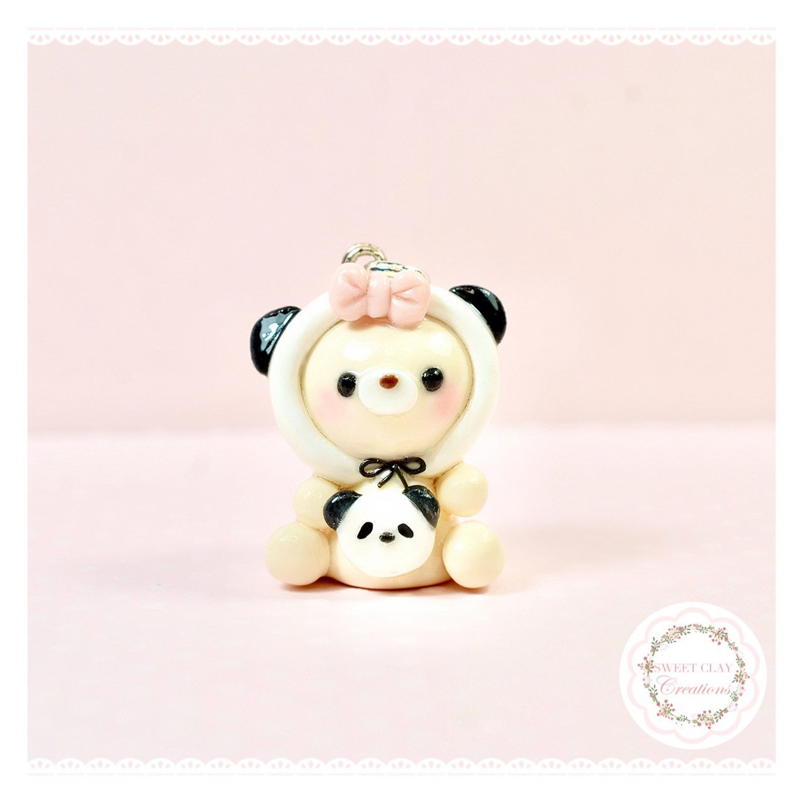 Panda Bear Kawaii Charm Pendant Necklace Polymer Clay Handmade | Etsy