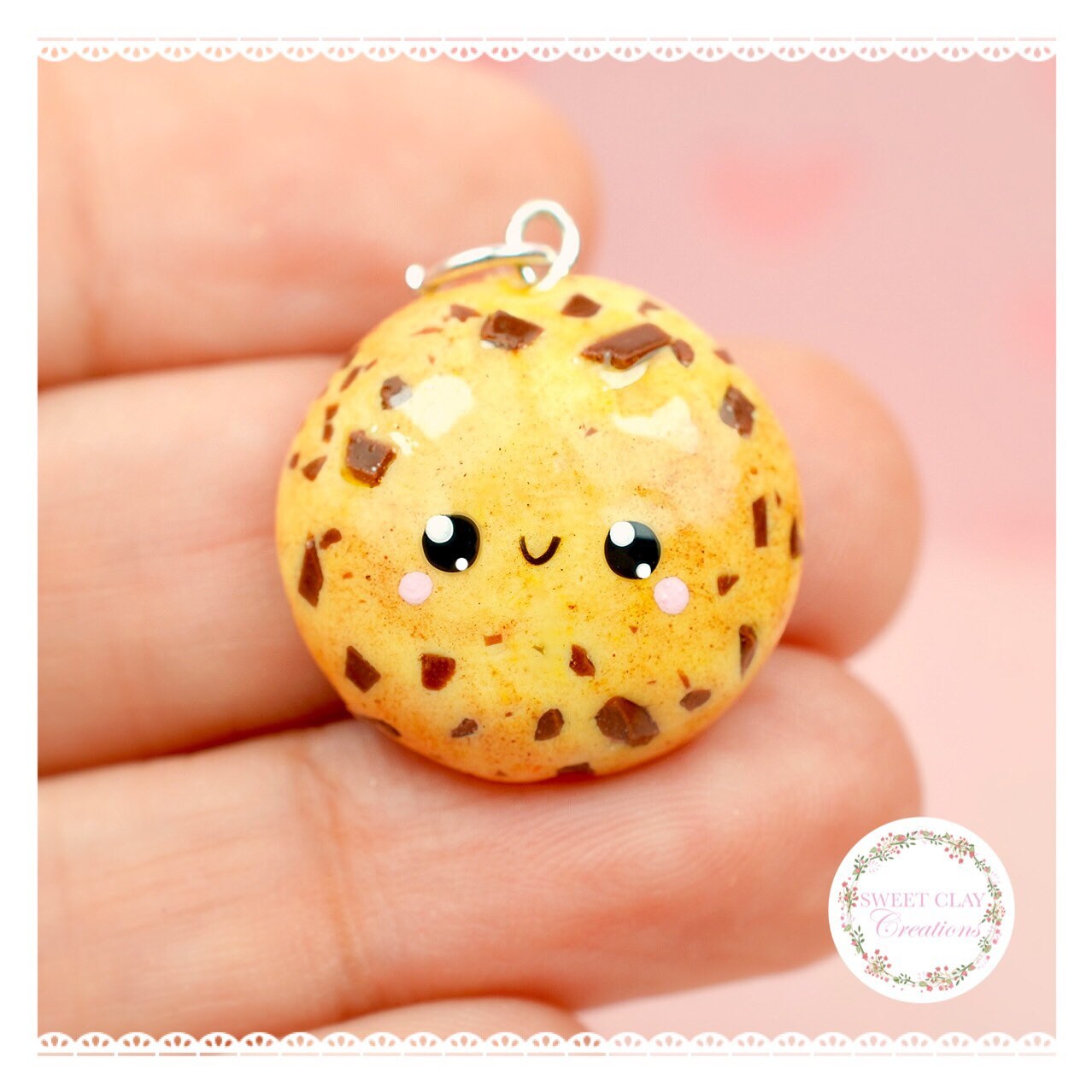 Chocolate Chip Cookie Kawaii Charm Pendant Necklace Miniature - Etsy