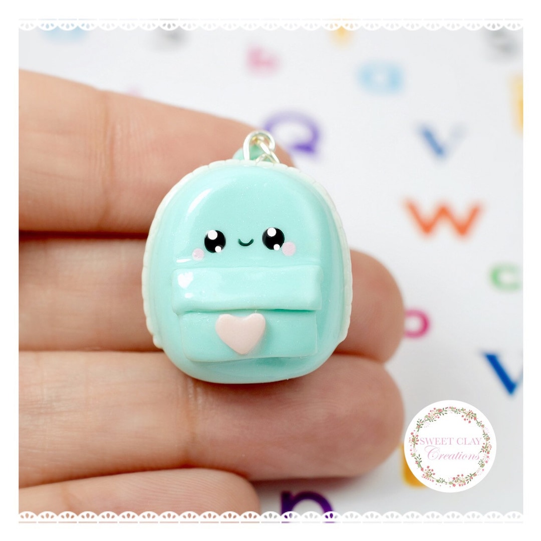 Teal Backpack Kawaii Charm Polymer Clay Charm Handmade Gift Girl School ...