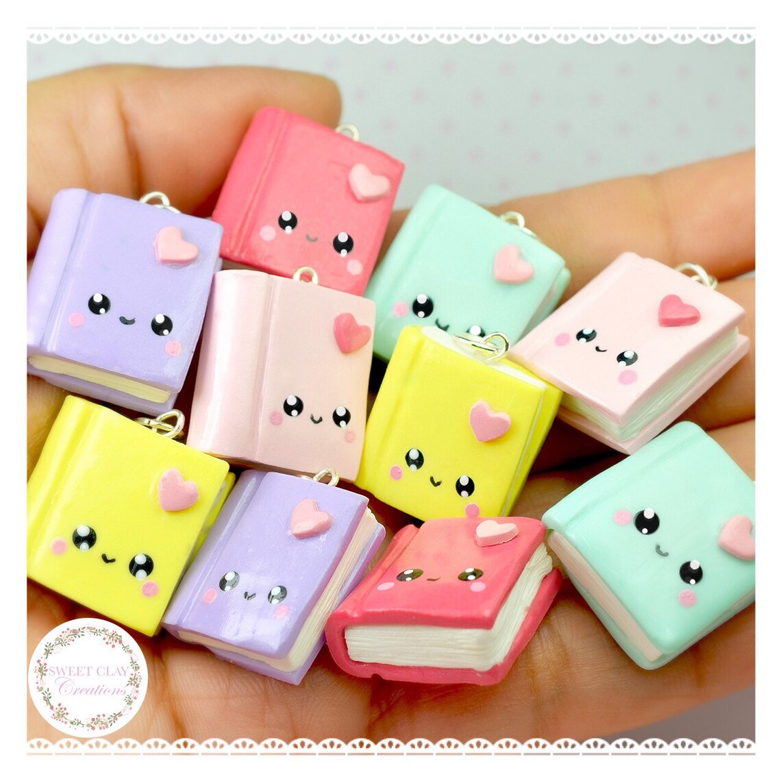 Mini Book Notebook Kawaii Charm Polymer Clay Necklace Handmade | Etsy