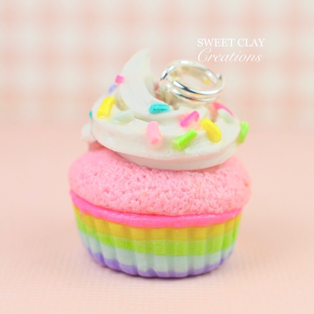 Pastel Cupcake Charm Miniature Food Jewelry Polymer Clay - Etsy