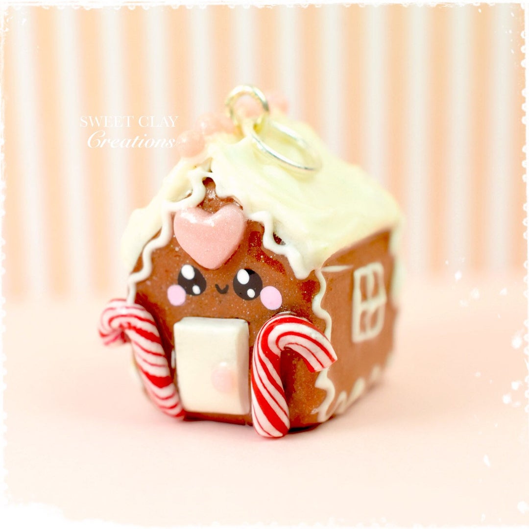Mini Gingerbread House Kawaii Charm Polymer Clay Handmade Jewelry ...