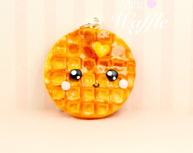 Waffle Kawaii Charm Miniature Food Jewelry Polymer Clay Pendant ...