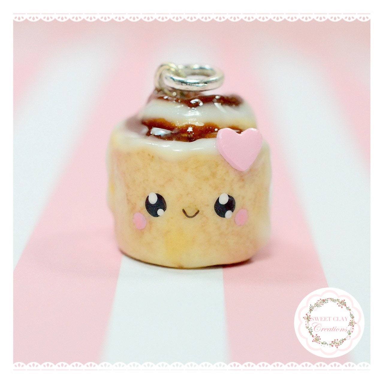 Cinnamon Roll Kawaii Charm Pendant Necklace Miniature Food Jewelry ...