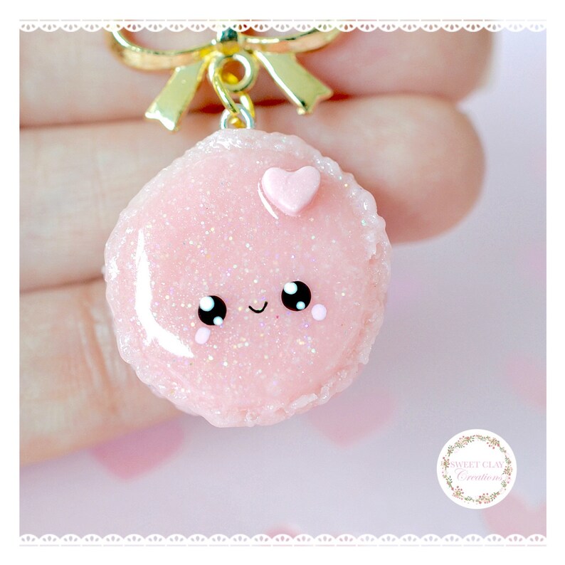 Glittery Macaron Kawaii Keychain Miniature Food Jewelry Etsy