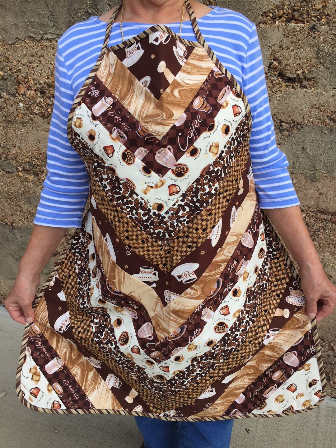 Coffee Apron, Coffee Themed Designer Apron, Chef Style Apron, Handmade ...