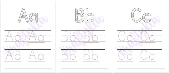 Full Alphabet Tracing Worksheet Letter Tracing Worksheet - Etsy