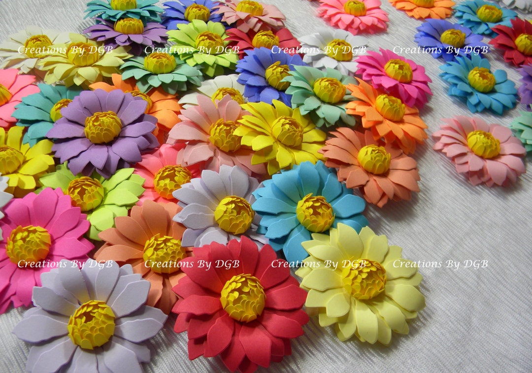 Daisies Paper Flowers - Spring Color Mix - Wedding Paper Flowers - 50 ...