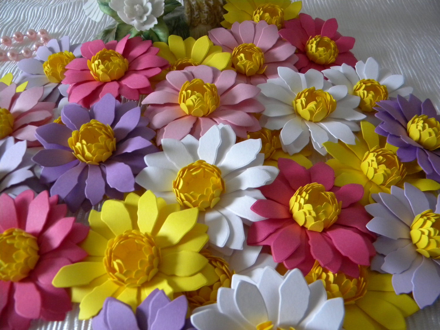 Daisies Flower Mix Colors - Wedding Paper Flowers - 50 Pcs - for ...