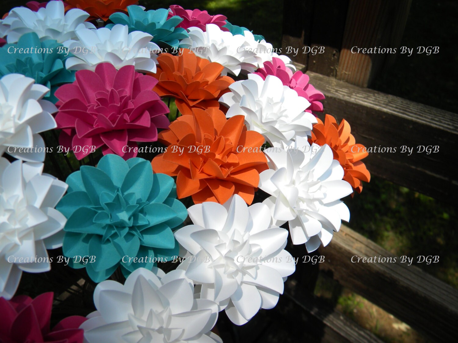 Stemmed Paper Flowers Turquoise Off-white Fuchsia Orange - Etsy