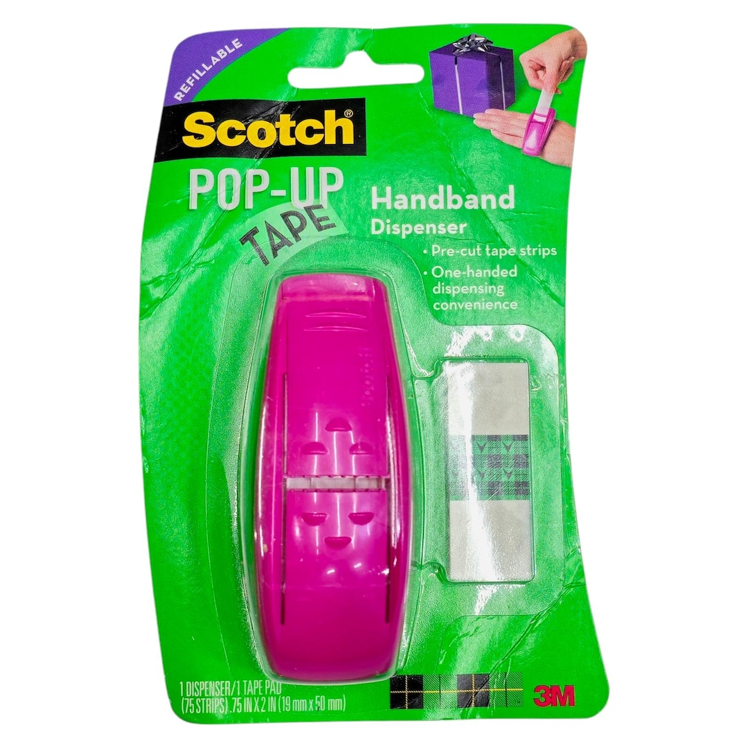 Pink 3M Scotch Pop-up Tape Handband Dispenser 75 Tape Strips ...