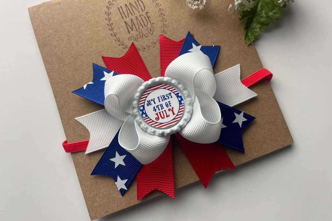 Baby's First 4th of July Hair Bow , Stars and Stripes Hair Bow , My ...