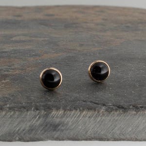 14K Gold Filled Black Onyx Stone 4mm Piercing Post Stud Small Earrings ...