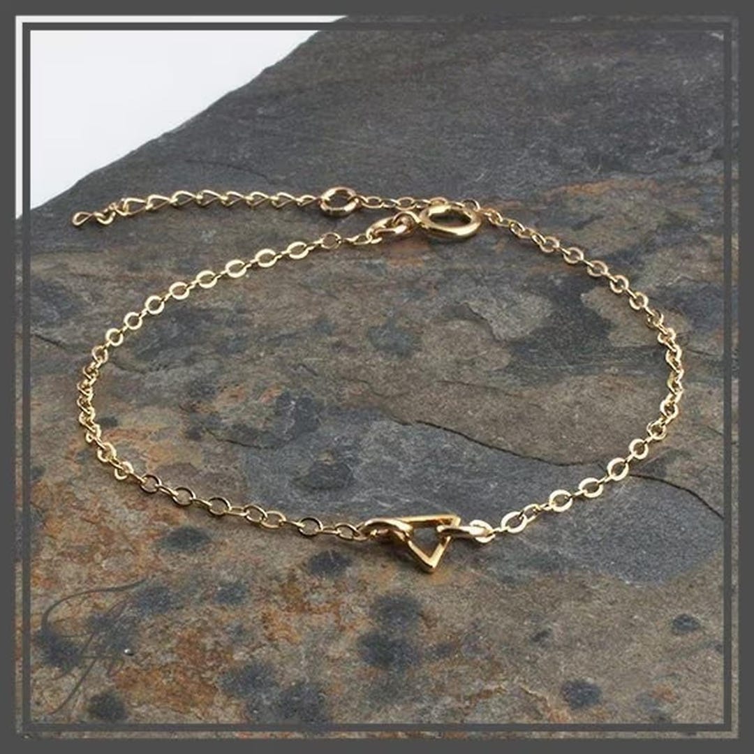 Gold Triangle Bracelet, Minimalist Stackable Design, Handmade Layered ...