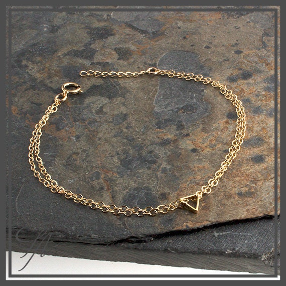 Gold Triangle Bracelet Minimalist Jewelry Stackable Bracelet | Etsy