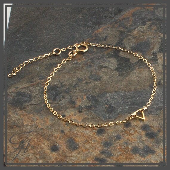 Gold Triangle Bracelet, Minimalist Stackable Design, Handmade Layered ...