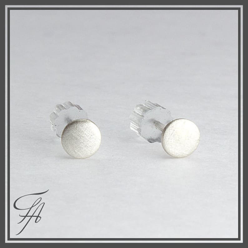 3mm Flat Disc Studs Tiny Earrings Modern Jewelry Round | Etsy