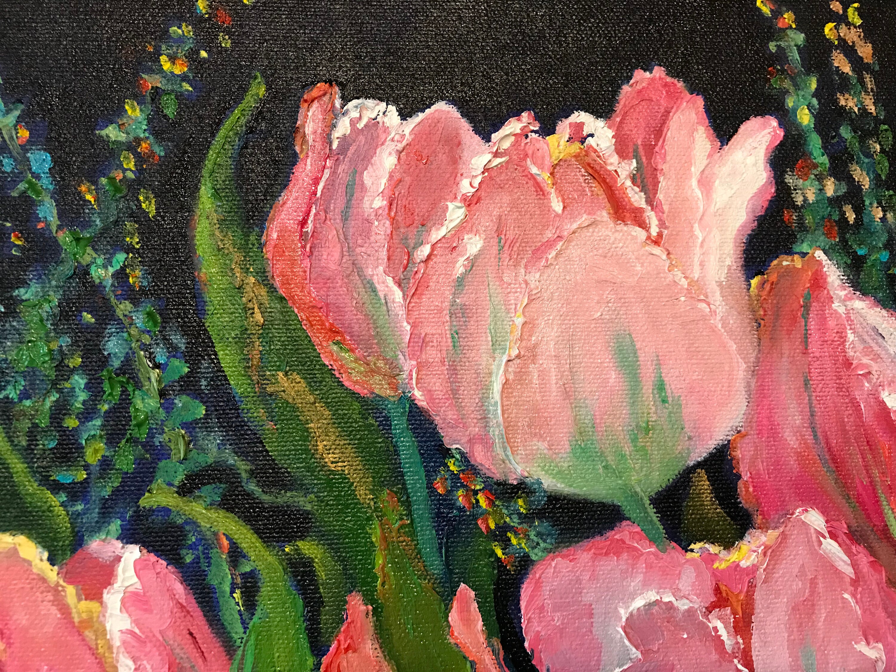 Tulips, Pink Flower Painting, Spring Painting, Large flower Painting ... Tulips, Pink Flower Painting, Spring Painting, Large flower Painting ...