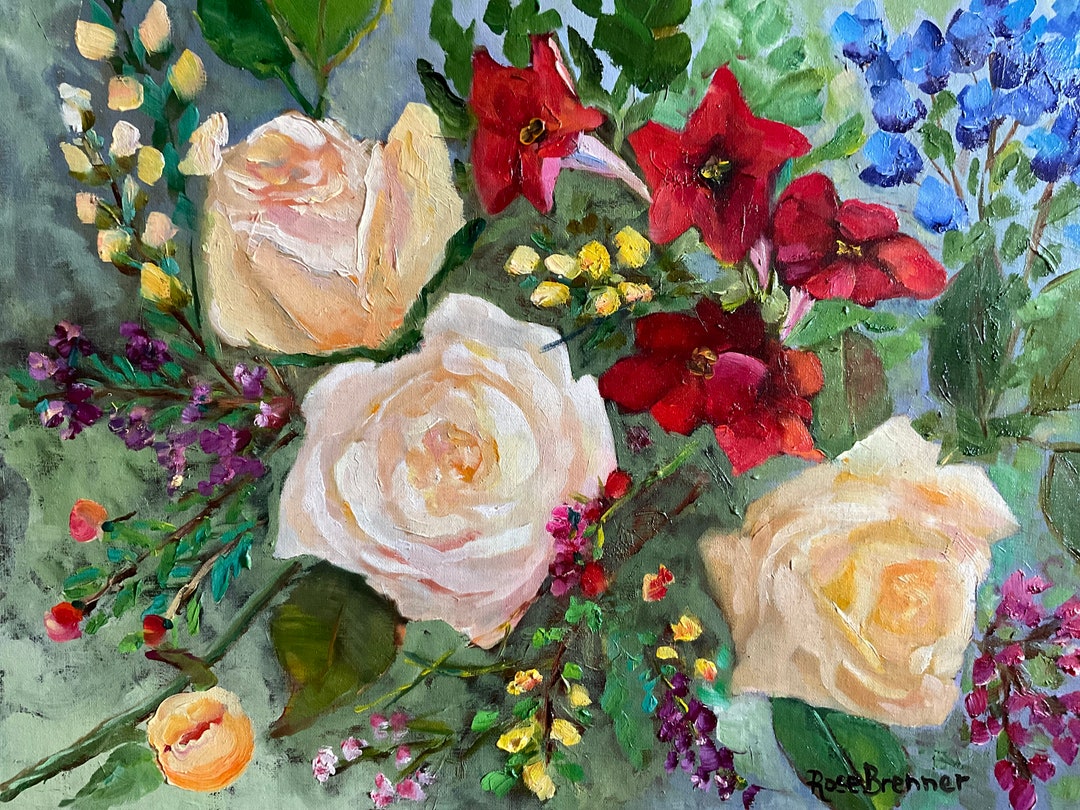 Roses, Pink Rose Painting, Rose Art, Office Decor, Victorian Roses ...