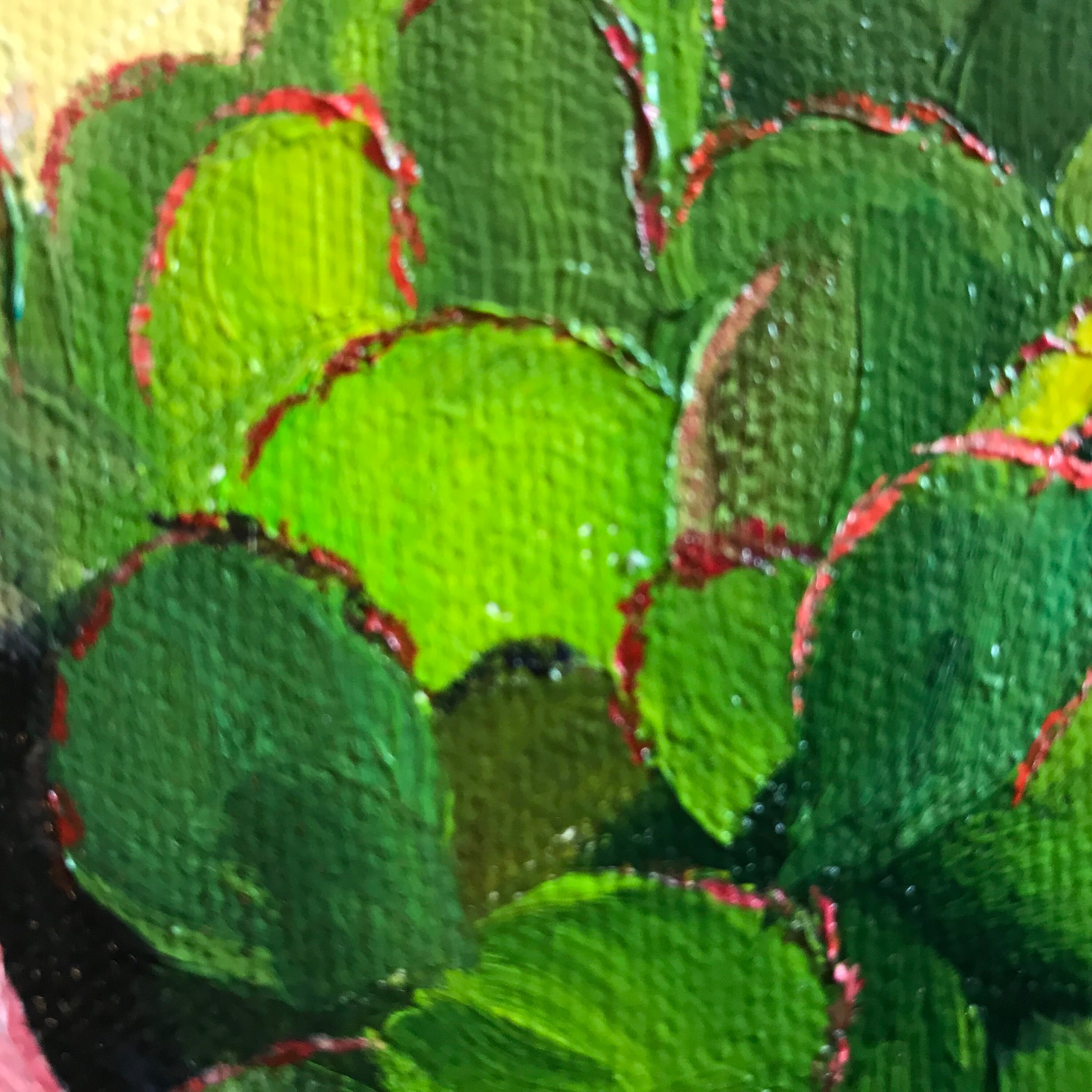 jade plant Painting, Small Oil Painting, Bright green art, kitchen art