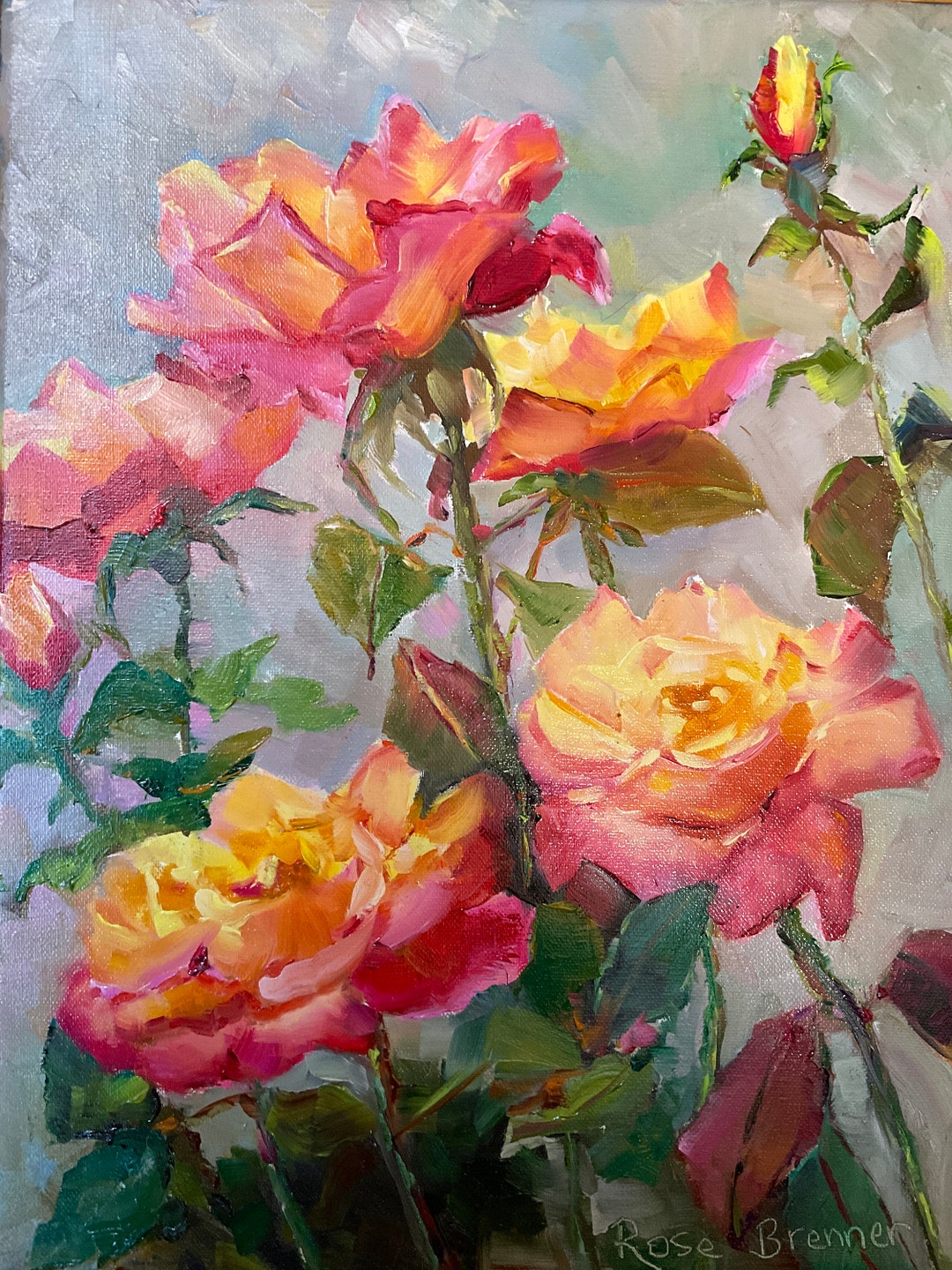 Rose Flower Original Canvas Painting, Office Decor, Victorian Roses ...