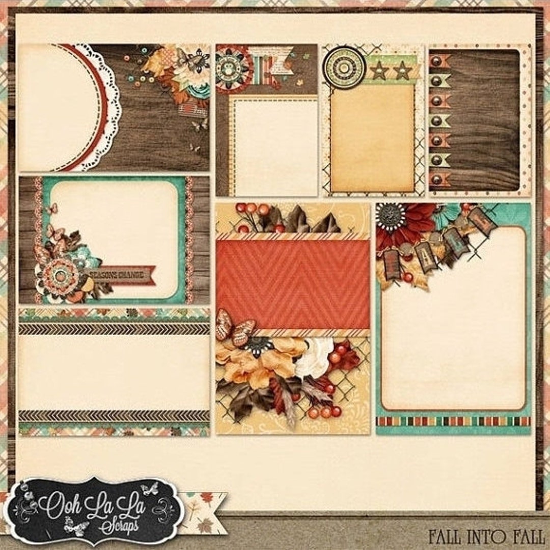 Fall Into Fall, Autumn Journal and Pocket Scrap Cards, Digital ...
