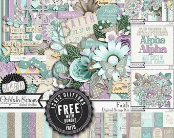 Digital Scrapbook Kit, Grace 12x12 Digital Scapbook Bundle,downloadable ...