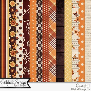 Grateful, Thanksgiving, Fall Digital Scrapbooking Holiday Kit - Etsy
