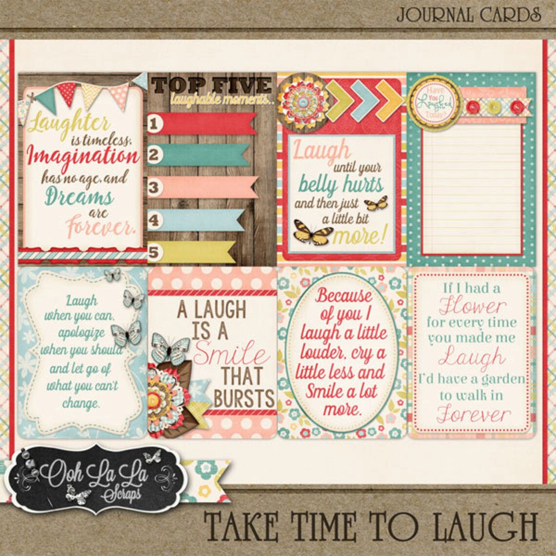 Take Time to Laugh Journal and Pocket Scrap Cards Project - Etsy