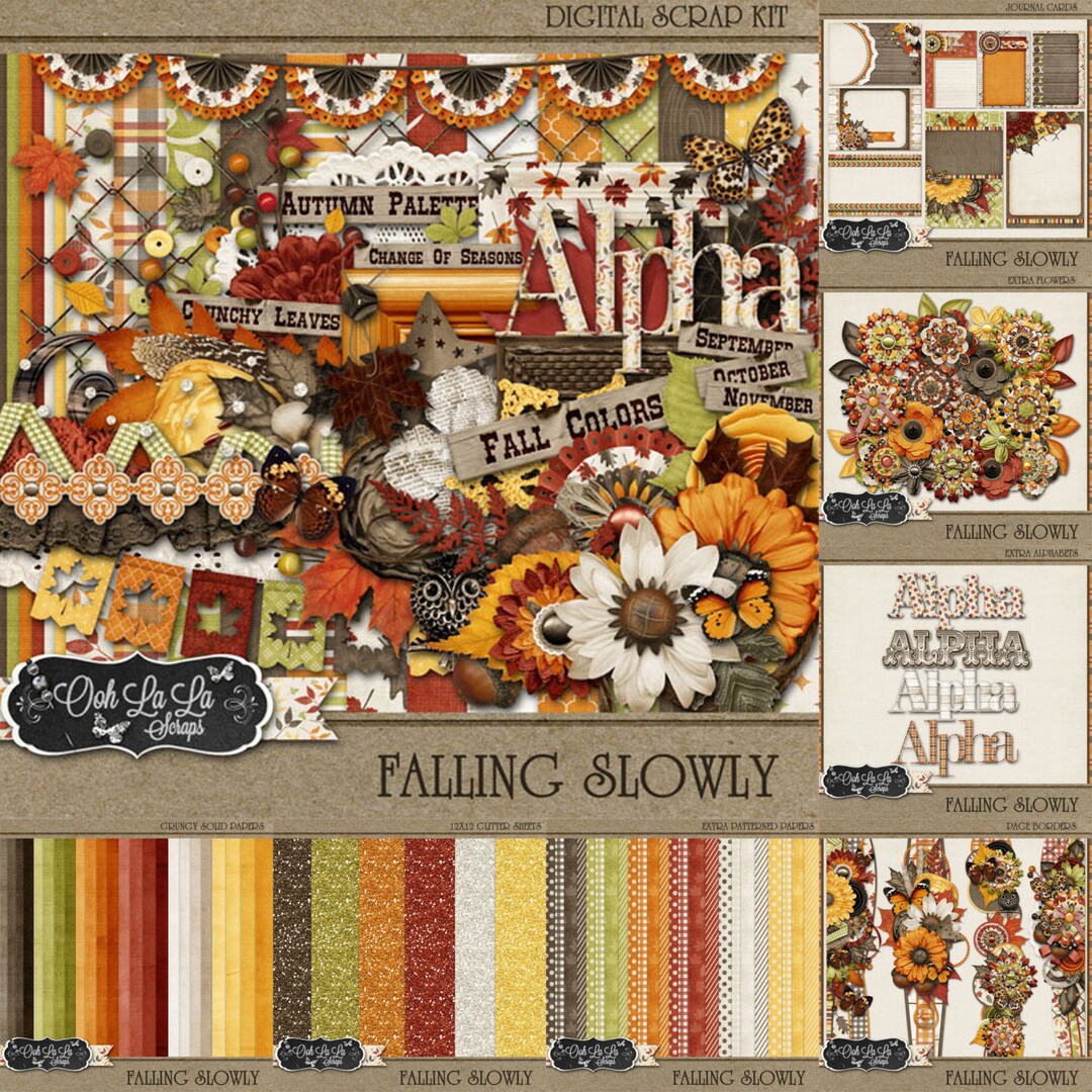Autumn Falling Slowly Fall Collection, Digital Scrapbook Scrapbooking ...