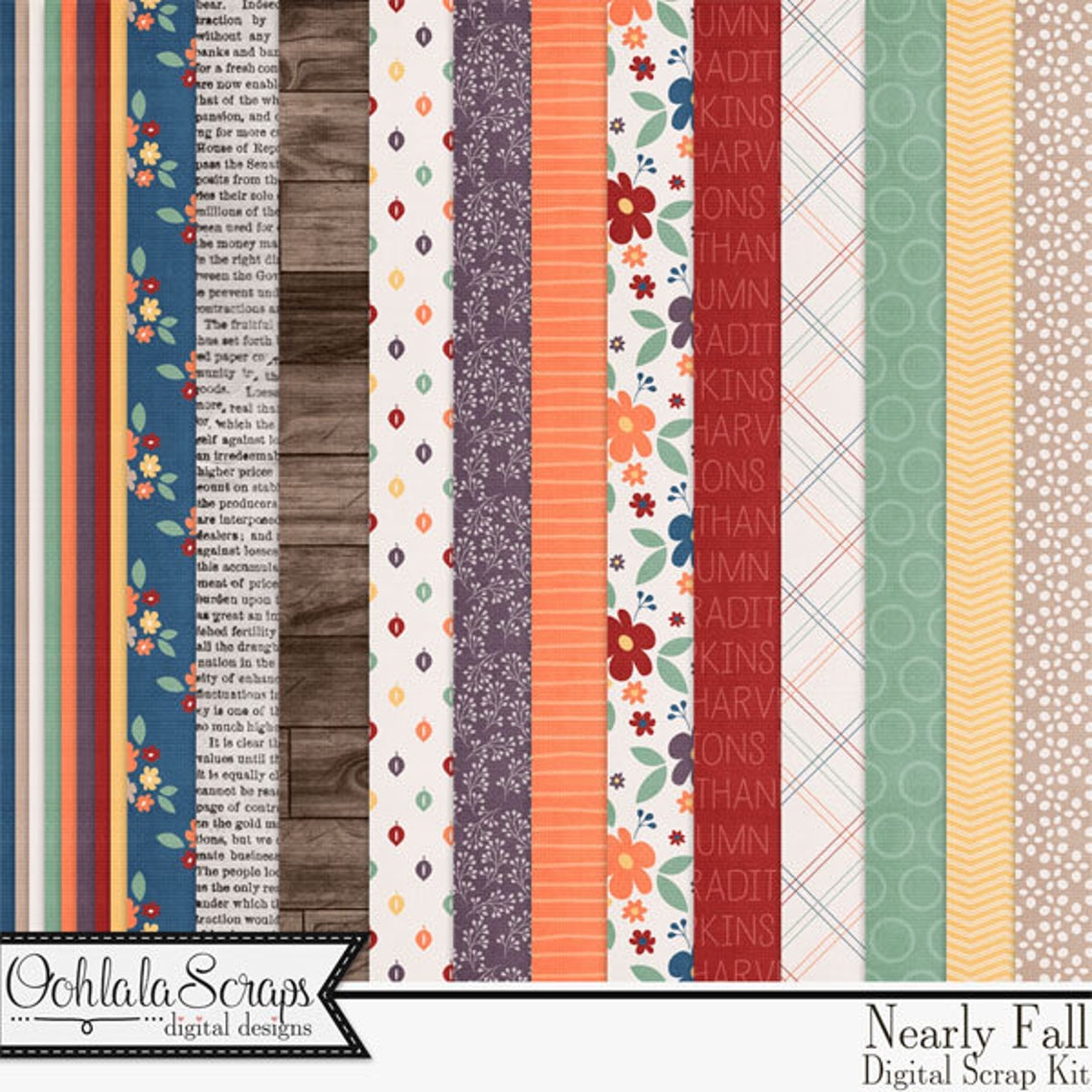 Nearly Fall Autumn Digital Scrapbook Kit, Season, Elements and ...