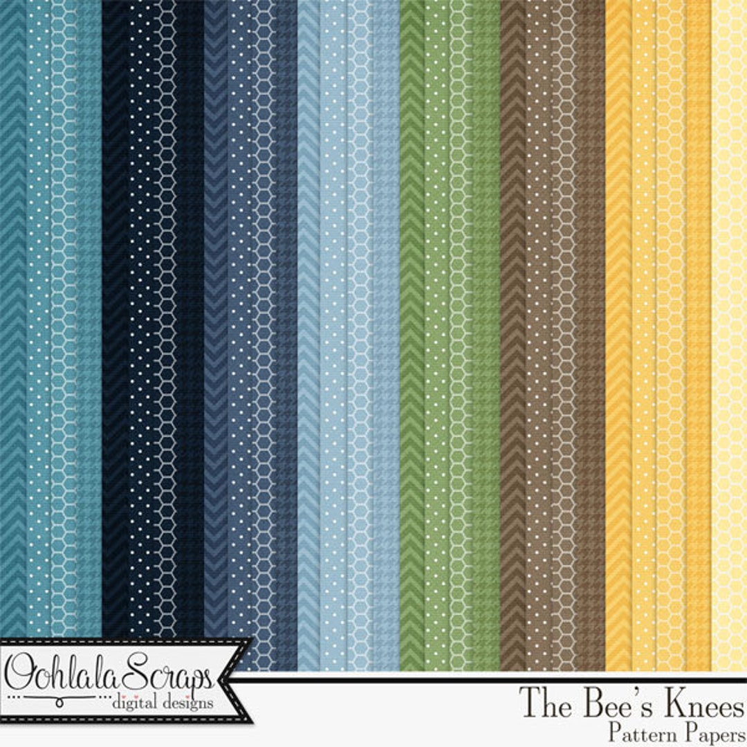 The Bees Knees 12x12 Pattern Papers, Digital Scrapbooking Kit, Vacation ...