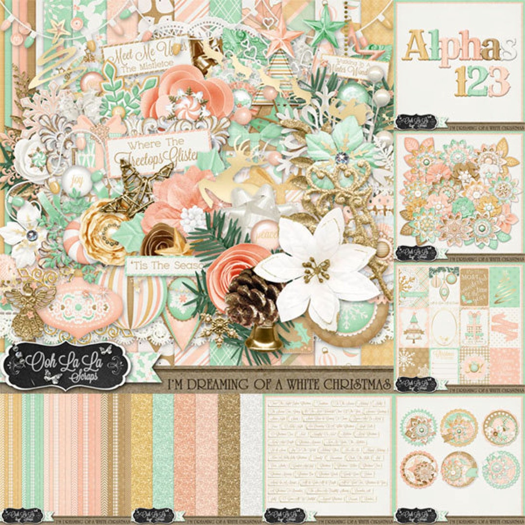 White Christmas Digital Scrapbooking Holiday Kit, Bundle Collection - Etsy