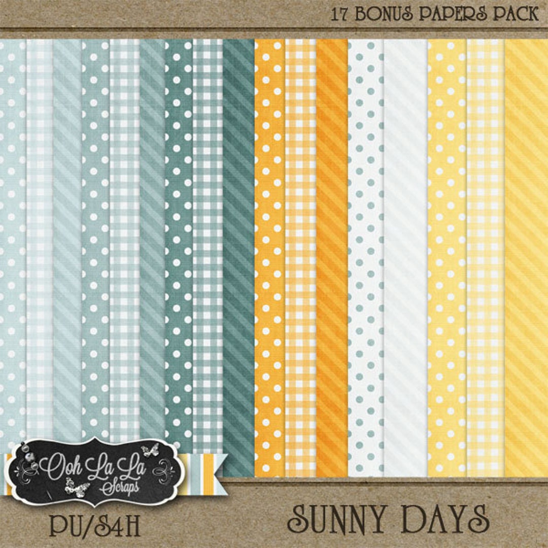 Sunny Days Digital Scrapbook Kit Bonus Papers Pack - Digital ...