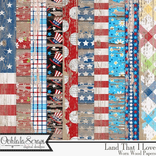 Wood Digital Paper Backgrounds America Independence Day 4th of | Etsy