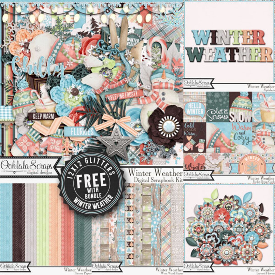 Winter Weather 12x12 Digital Scrapbook Kit Bundle, Digital Download - Etsy