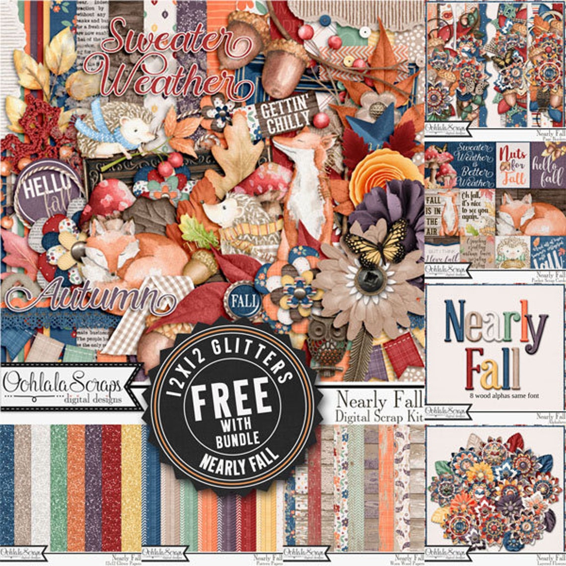 Nearly Fall Autumn Digital Scrapbook Kit Bundle Season - Etsy