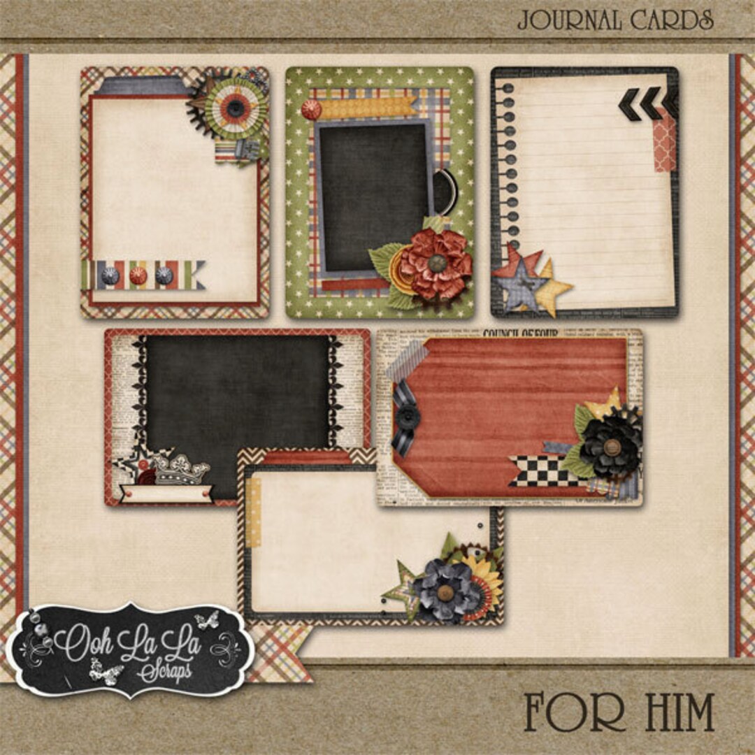 Journal Cards - Digital Scrapbooking - for Him Journal and Pocket ...