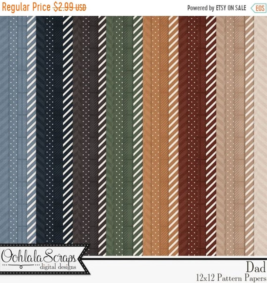 Dad 12x12 Pattern Papers and Backgrounds, Father's Day Digital ...
