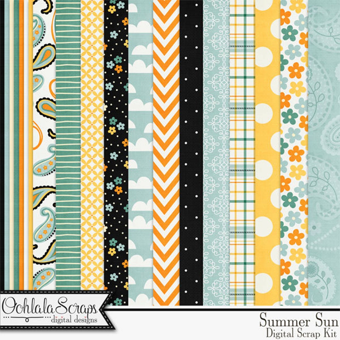 Summer Sun Digital Scrapbook Kit Scrapbooking Elements and - Etsy