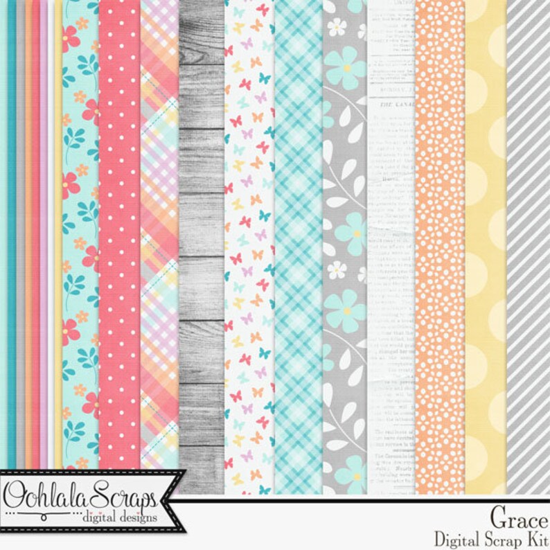 Digital Scrapbook Kit Grace 12x12 Digital Scapbook - Etsy
