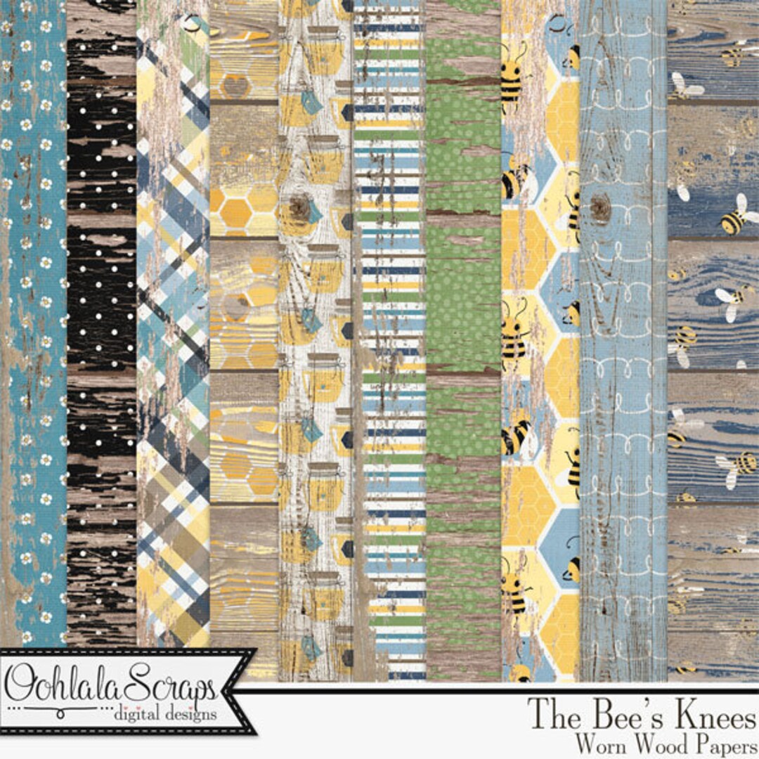 The Bees Knees 12x12 Worn Wood Shabby Grungy Papers and Backgrounds ...